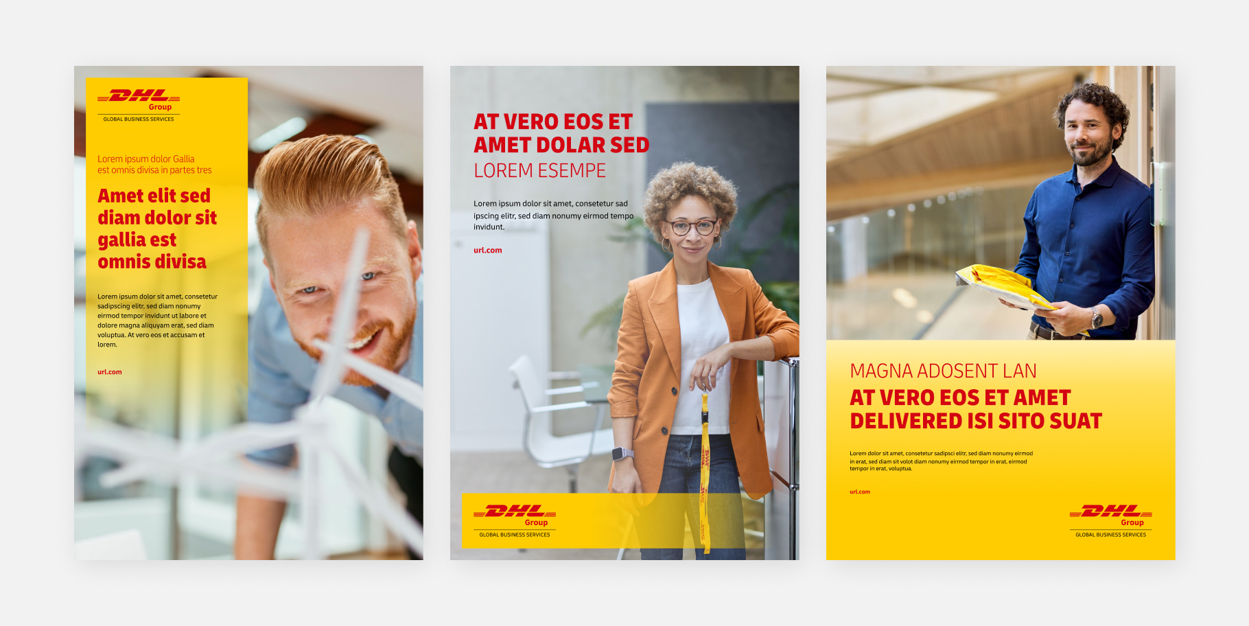 The layout follows the standard layout principles. The DHL Group logo ...