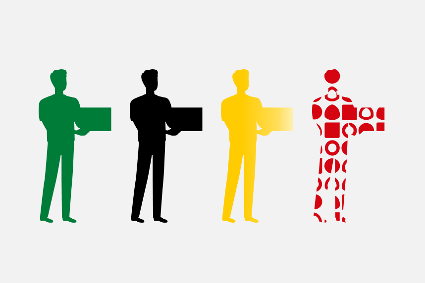 Don ’ t use illustrations with silhouette colors other than white.