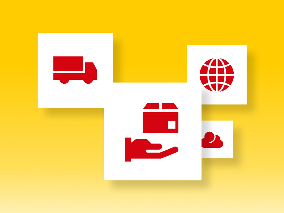 DHL icons are flat and outline-free. Our preferred color is DHL Red.