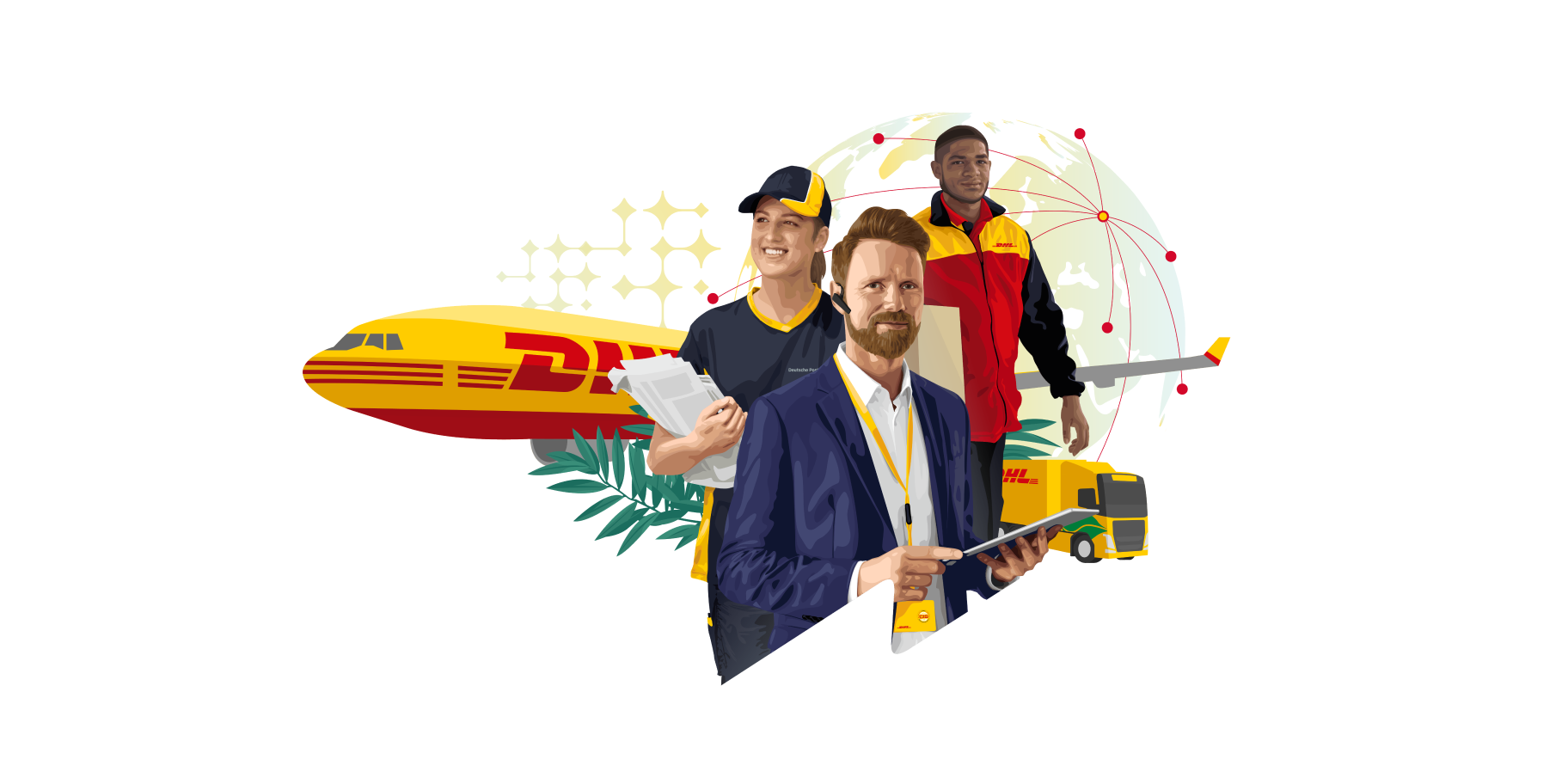 DHL Group key visual on white background