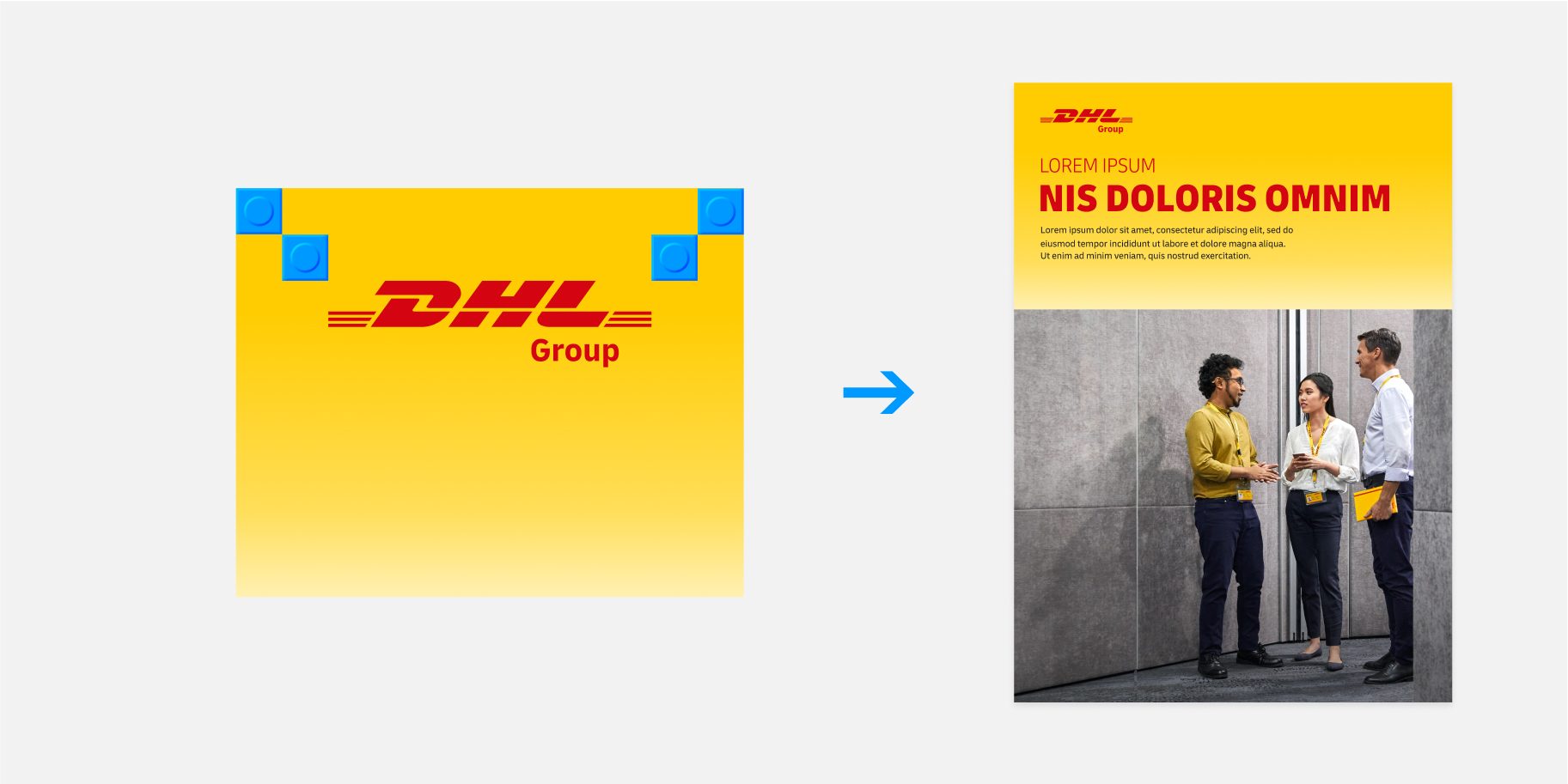 Vertical, downward full-format gradient with DHL Group logo on the top ...