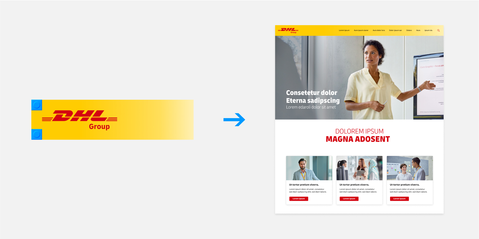 Horizontal, right-fading full-format gradient with DHL logo on the left ...