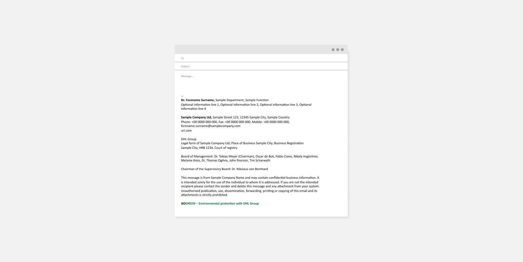 Email signature for internal communications