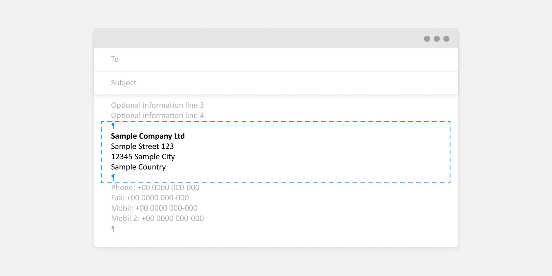Company information: Company name and contact information as defined in ...