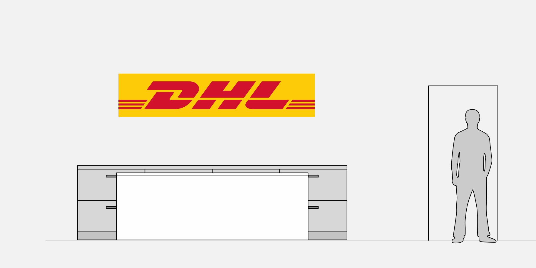 Interior signage using a single sign