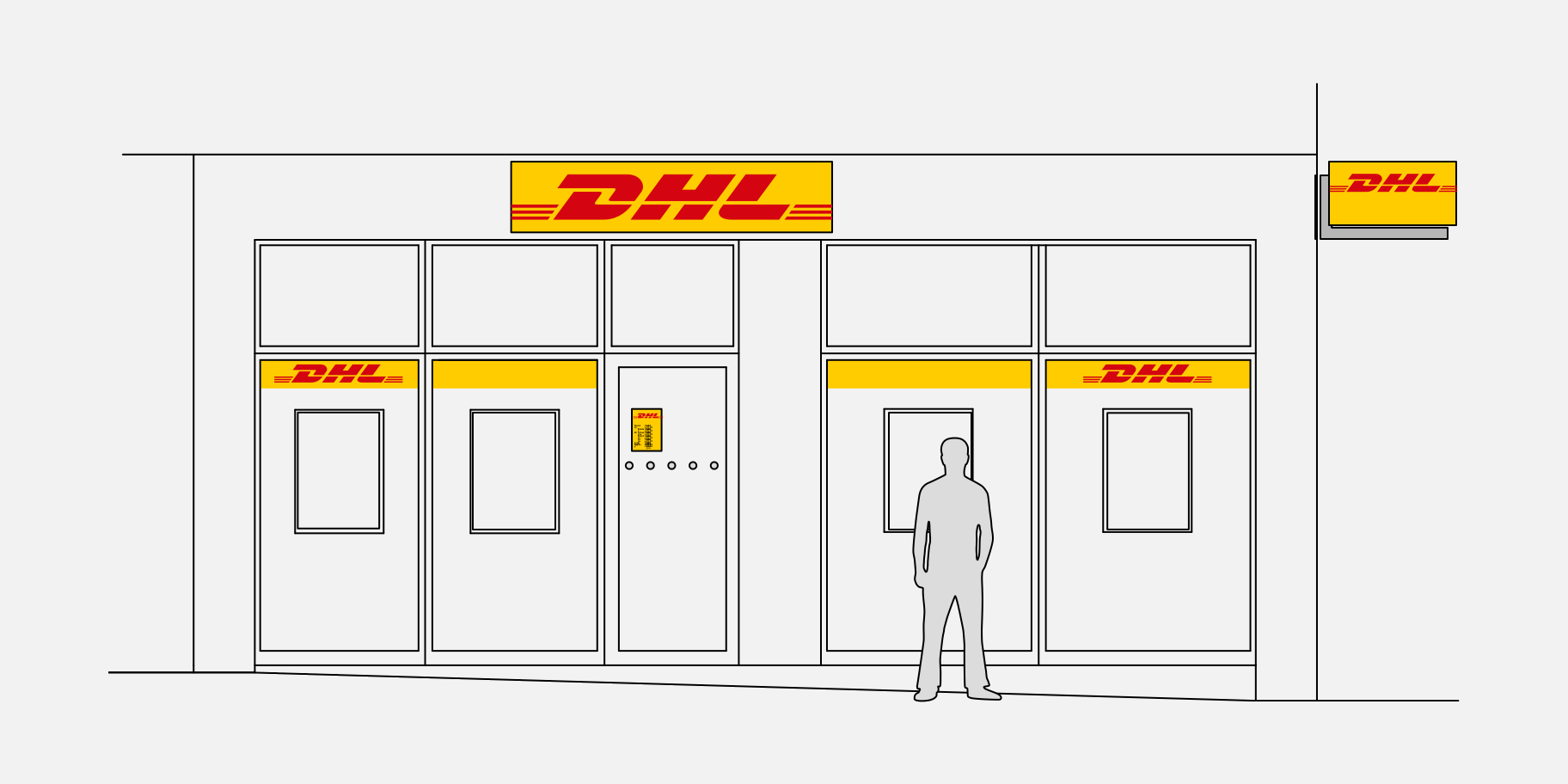 Exterior signage using single signs