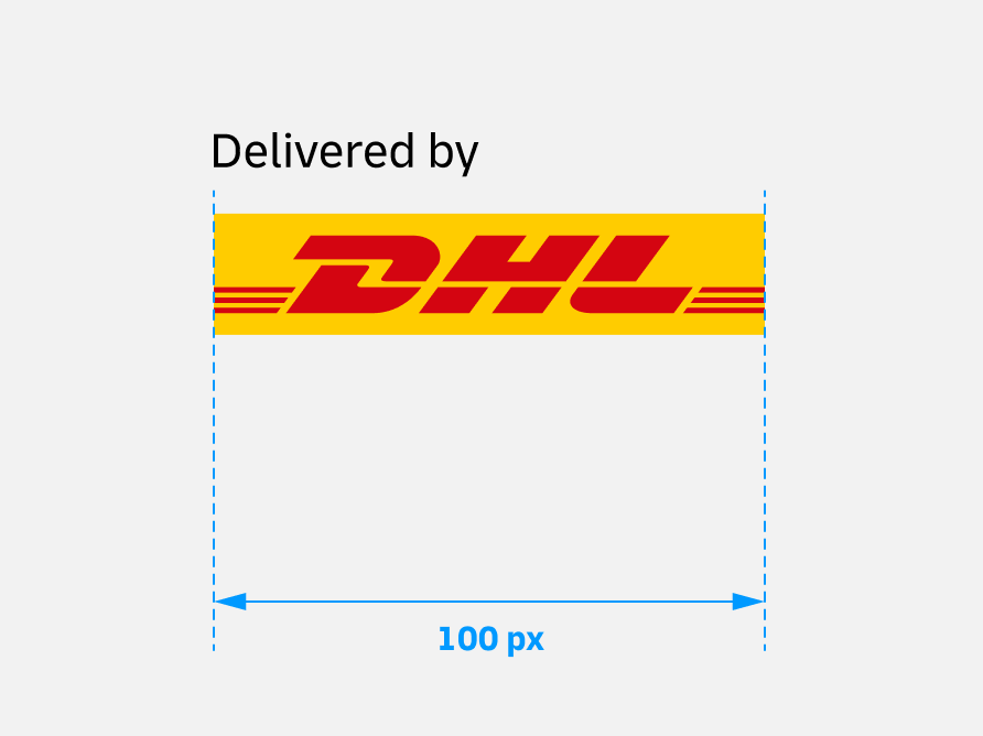 Minimum size of the DHL logo on brand field.