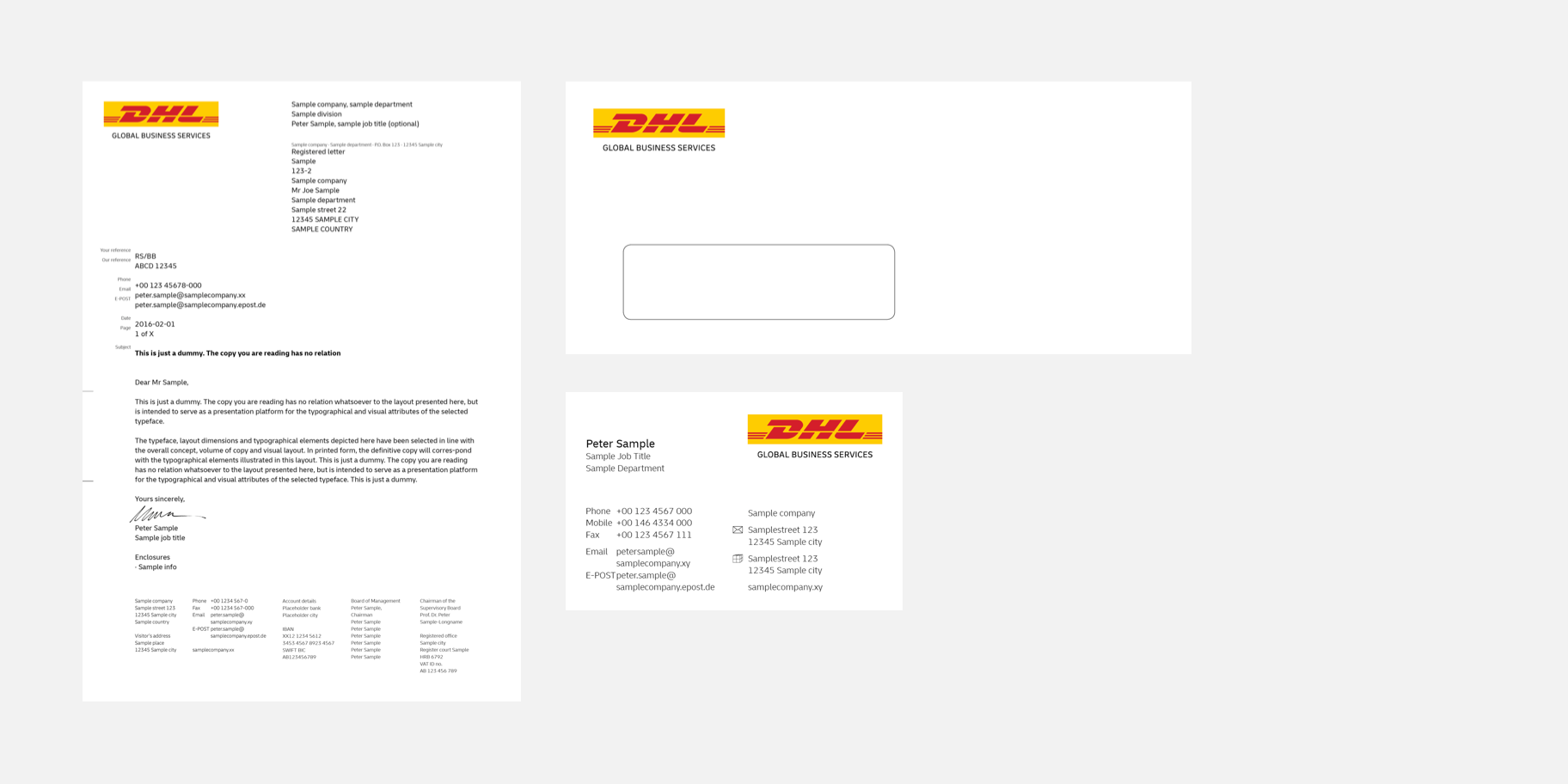 The layout of the DHL GBS letterhead follows the basic guidelines for ...