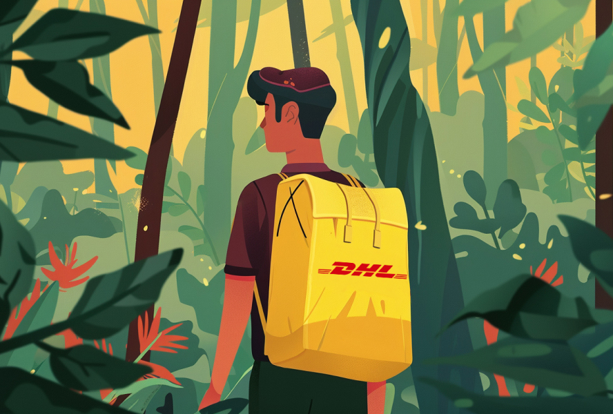 Only use AI-generated images that align with DHL’s illustration style.