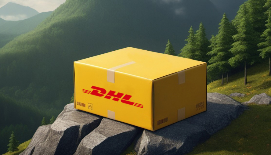 Stable Diffusion: Isometric of a DHL yellow parcel, resting at the top ...