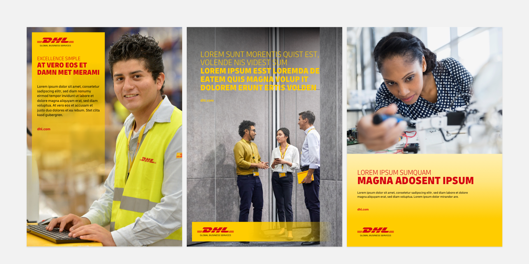 The layout follows the standard layout principles. The DHL logo is ...