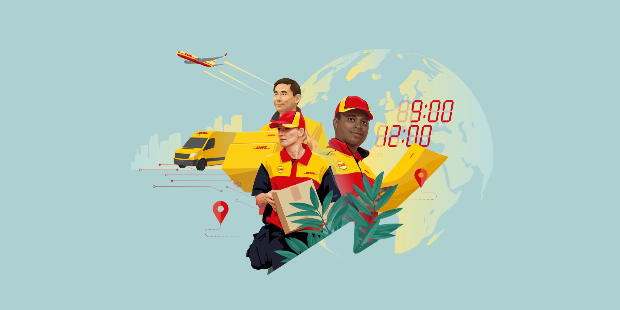 DHL Express key visual on a light (soothing) background