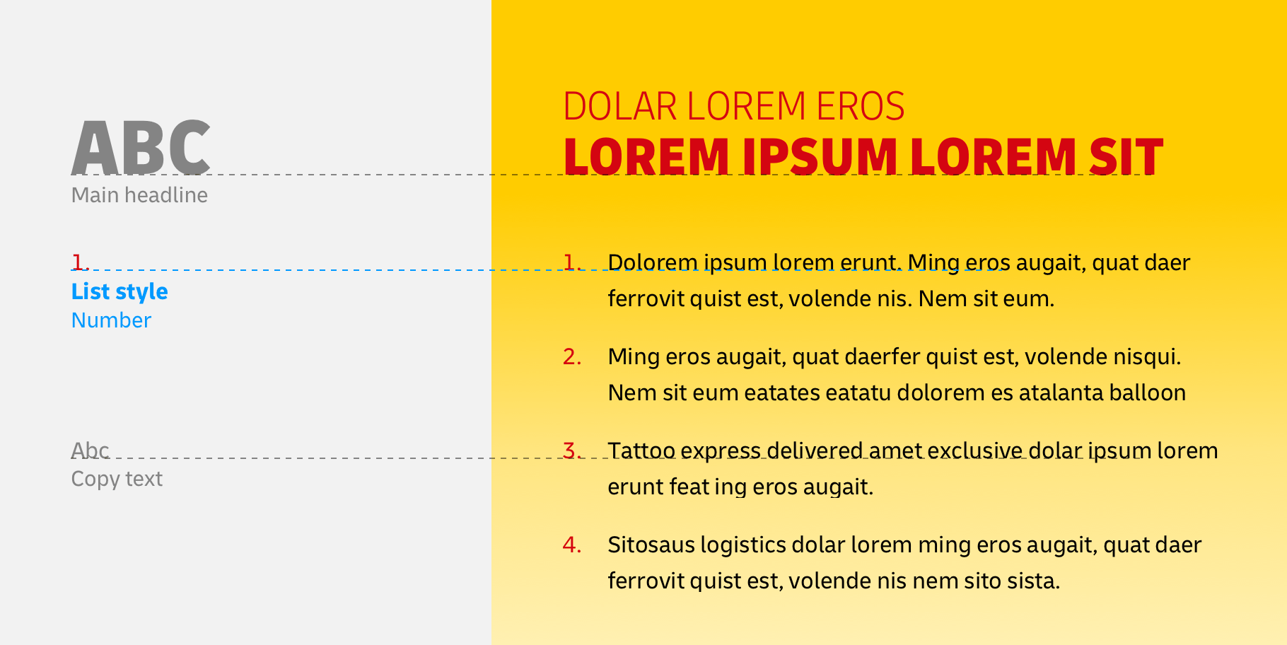 Numbered list in Delivery Regular and DHL Red.