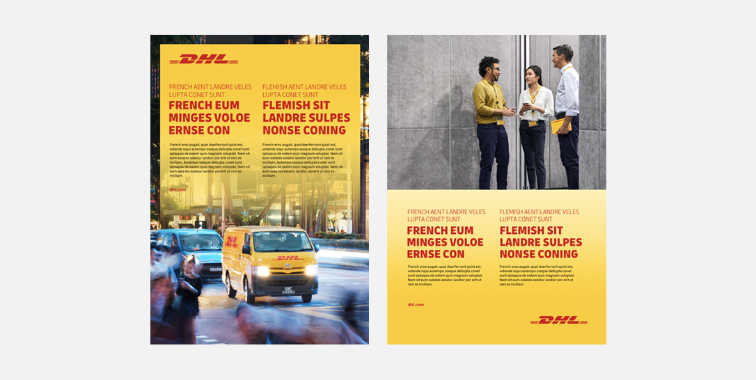 Two-column layout with each language in separate, adjacent columns.