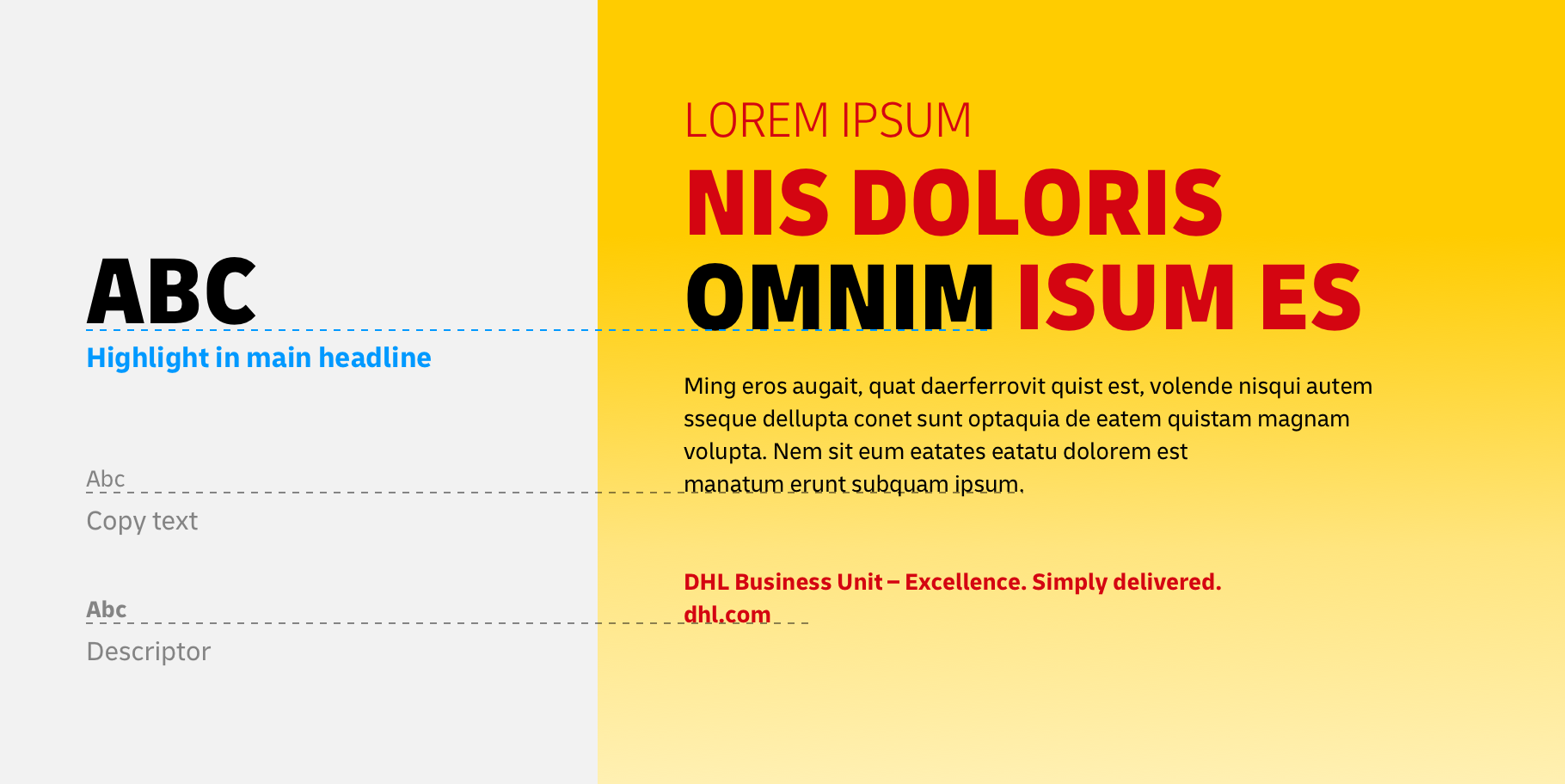 Use black to highlight text in red headlines.