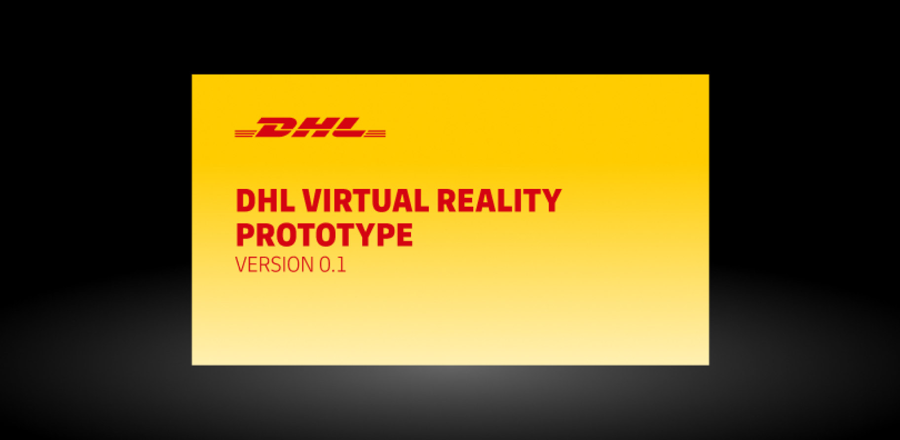 Prototype of a start screen for a VR application with the DHL logo