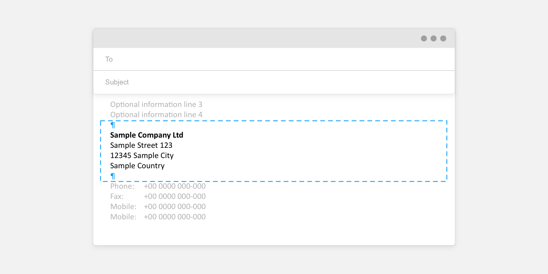 Company information: Company name and contact information as defined in ...