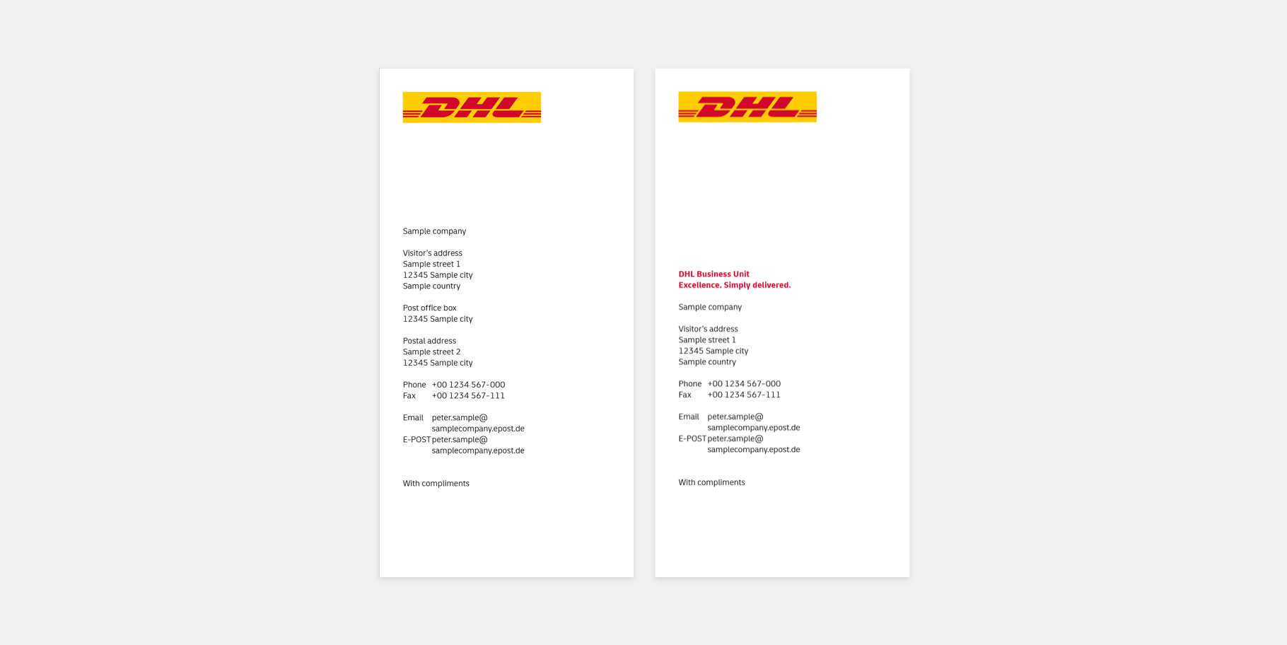 Business Stationery | DHL Brand Hub | www.dpdhl-brands.com