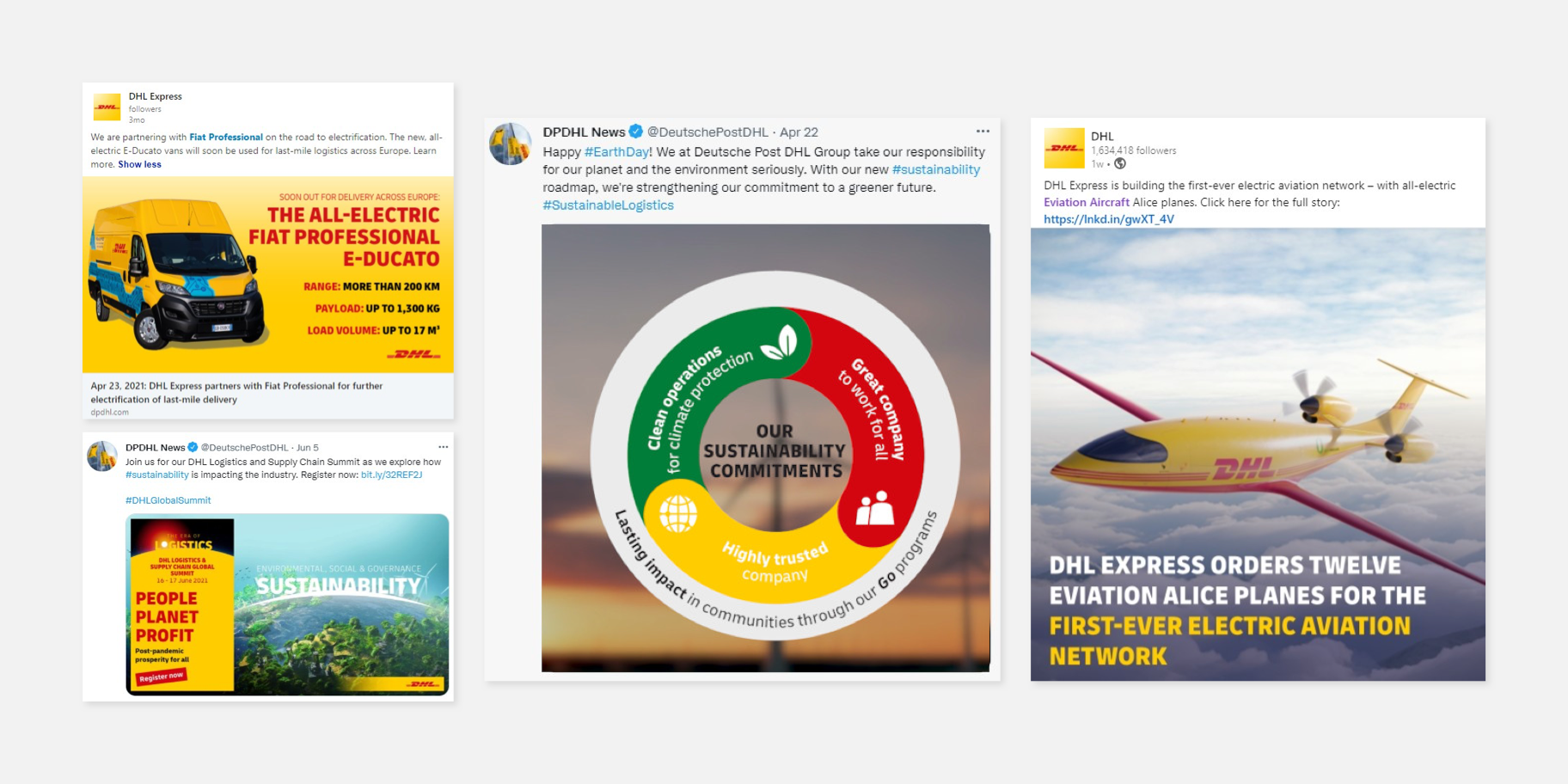 Some examples of posts about our sustainability activities.