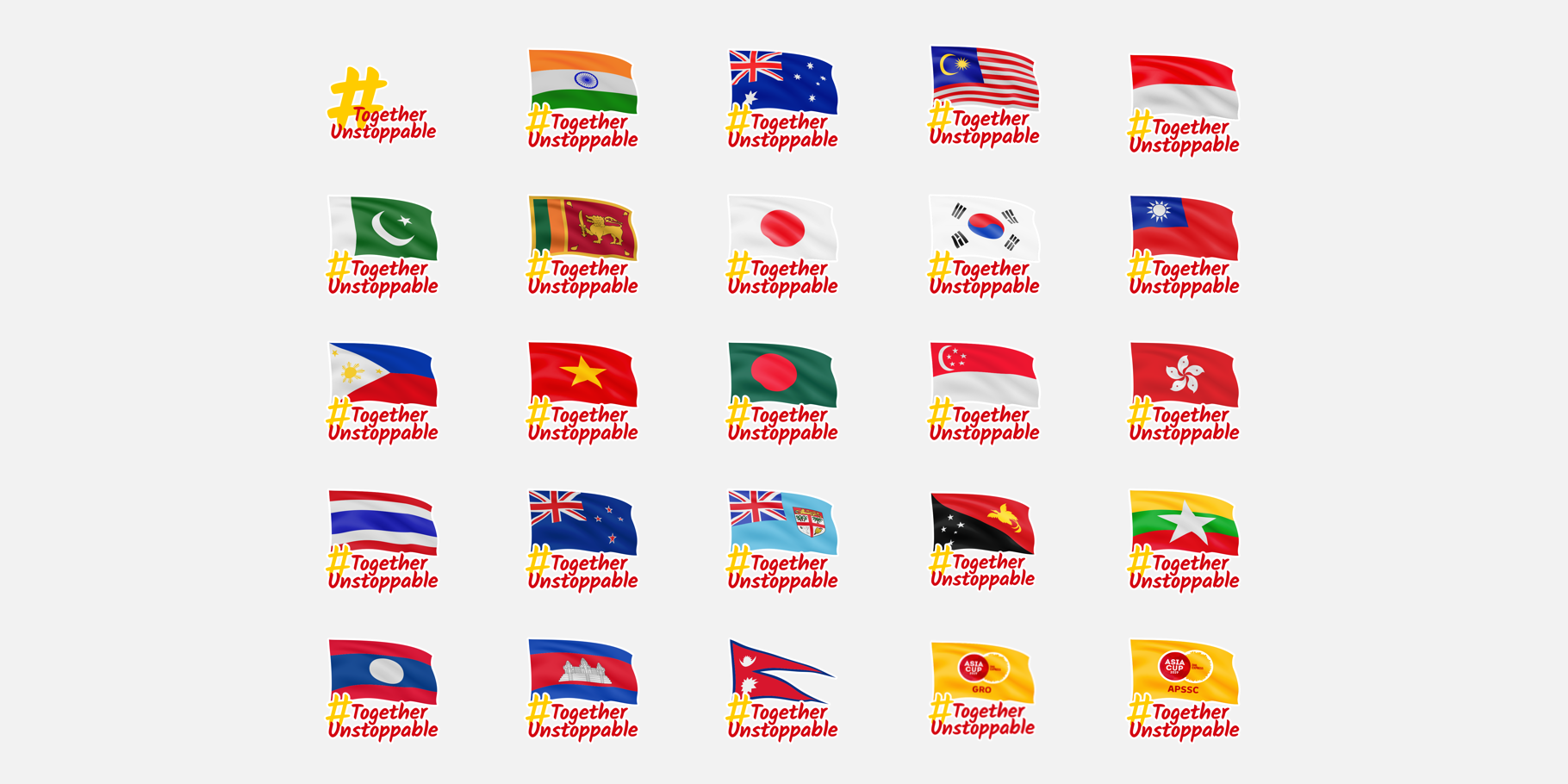The Asia Cup #TogetherUnstoppable sticker pack