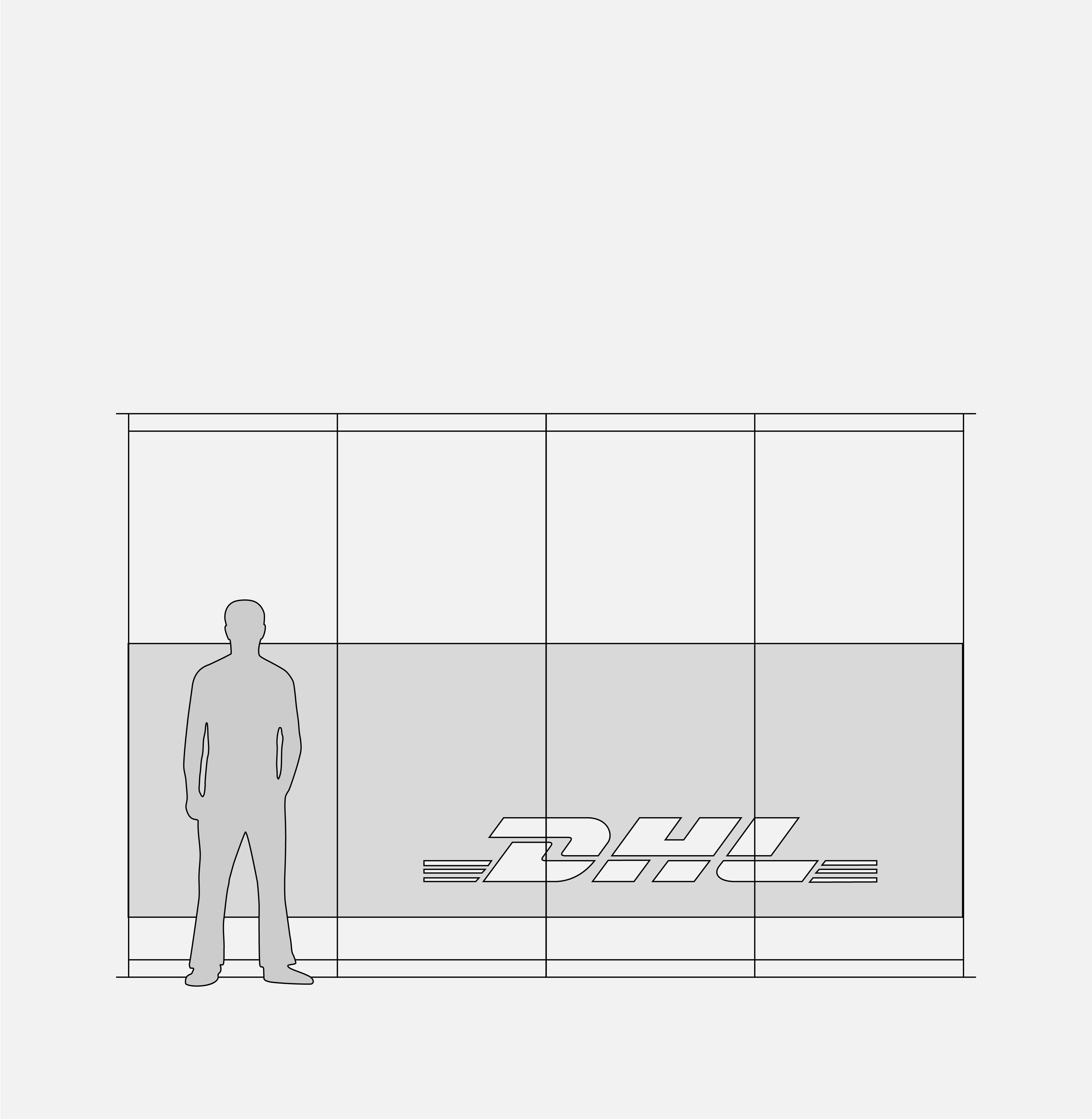 Don’t use the DHL logo on satin finish glass surfaces.