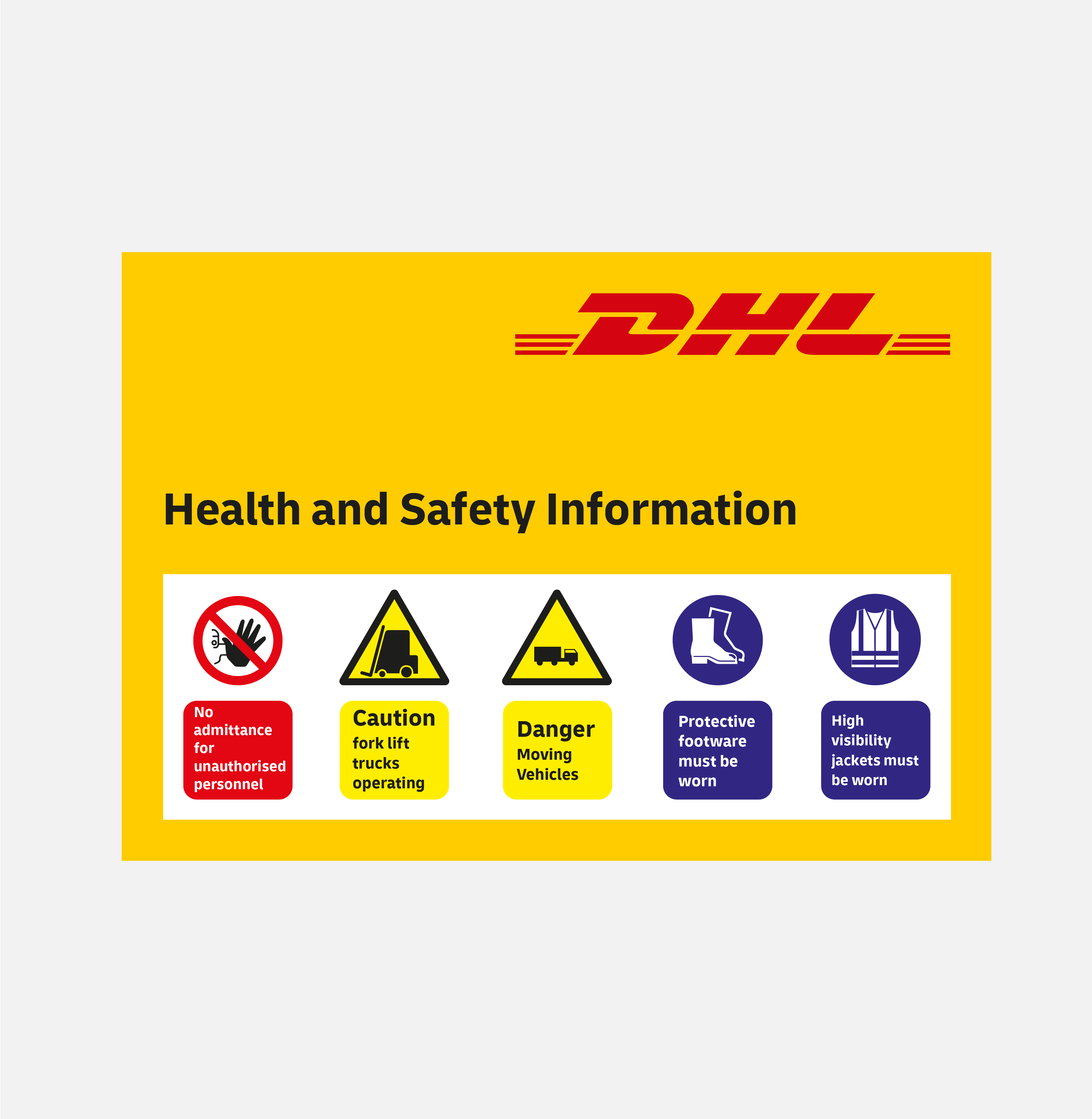 Use the logo and brand colors on signs with general information and ...