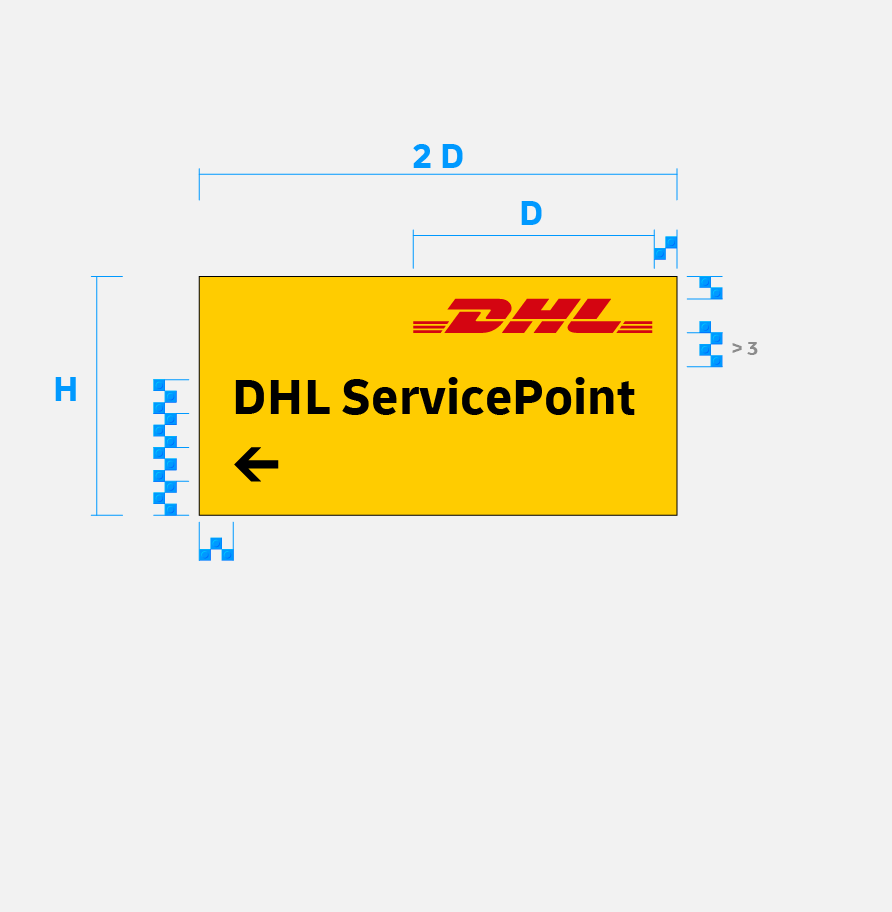 For wider landscape formats, align the left edge of the DHL logo with ...