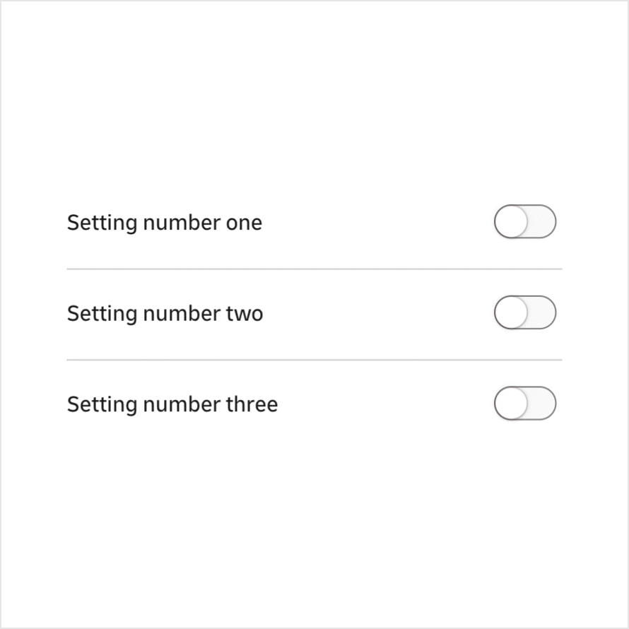 Animation demonstrating focus state highlighting on switches with thick ...