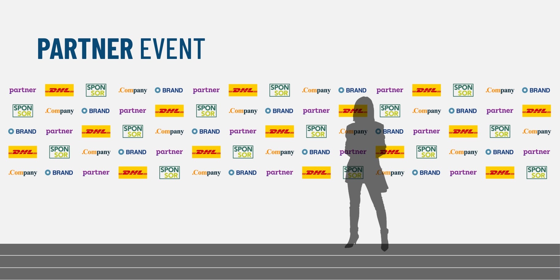 Event logo backdrop displaying multiple partners.