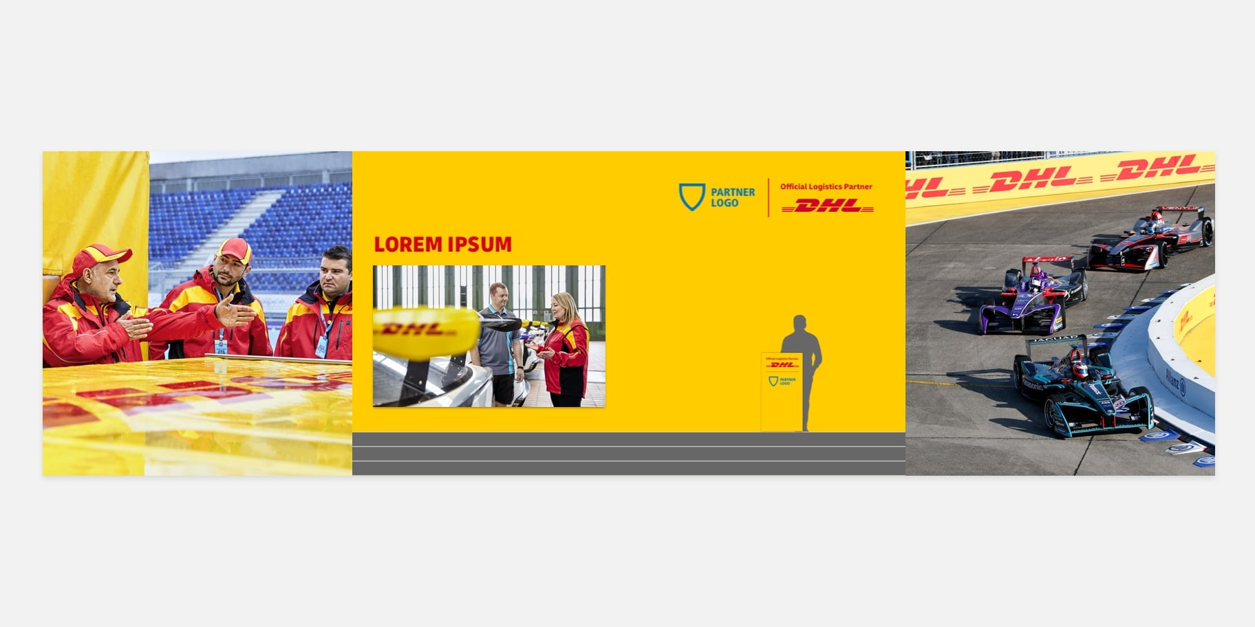 Divided backdrop with composite logo