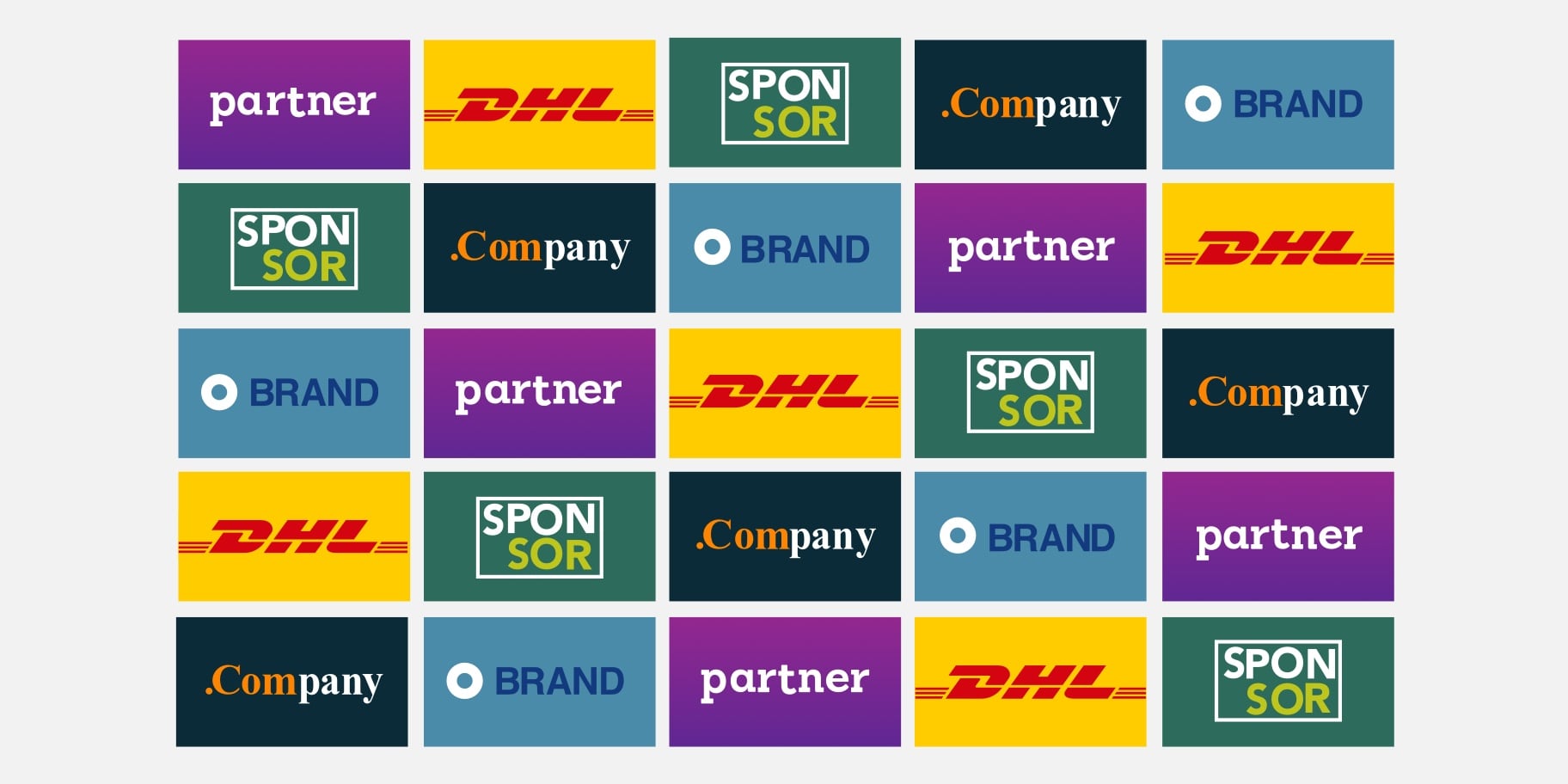 Logo on a backdrop with predefined color fields with space between each ...