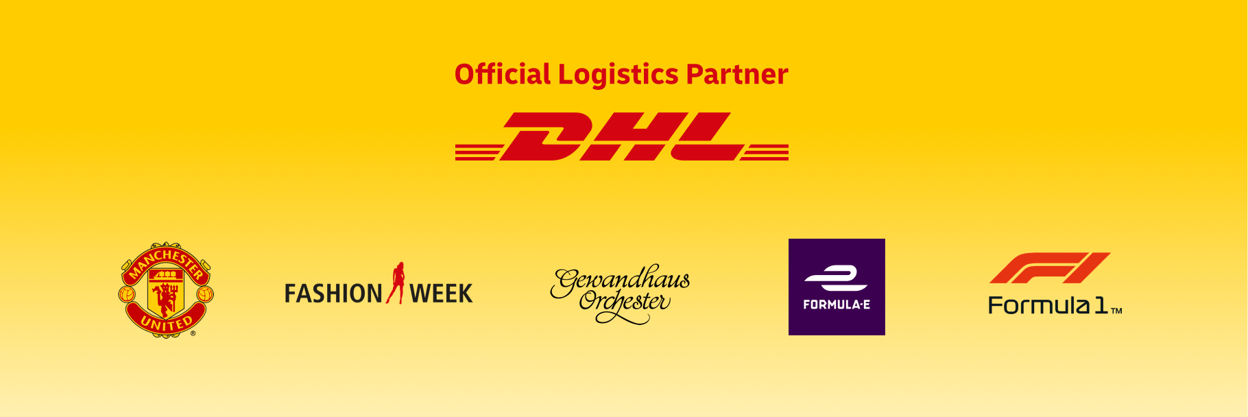 DHL logo with Official Logistics Partner descriptor placed at the top ...