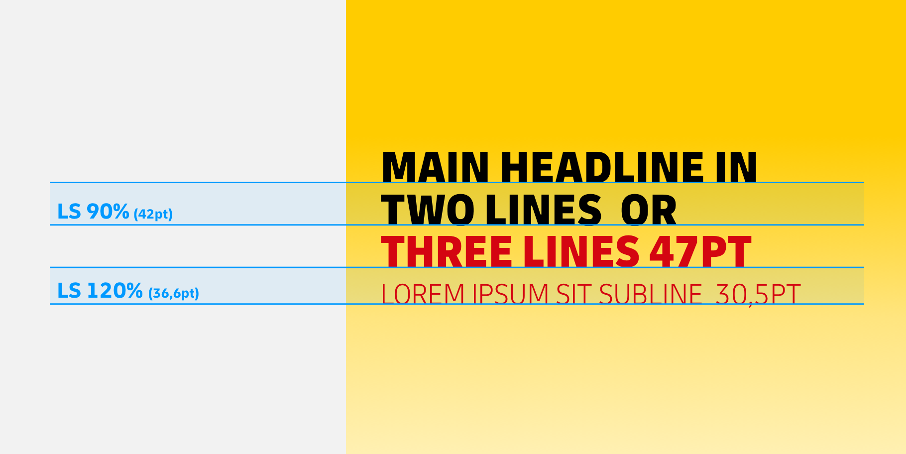 Main headline with subline. Line spacing in the main headline is 90% ...