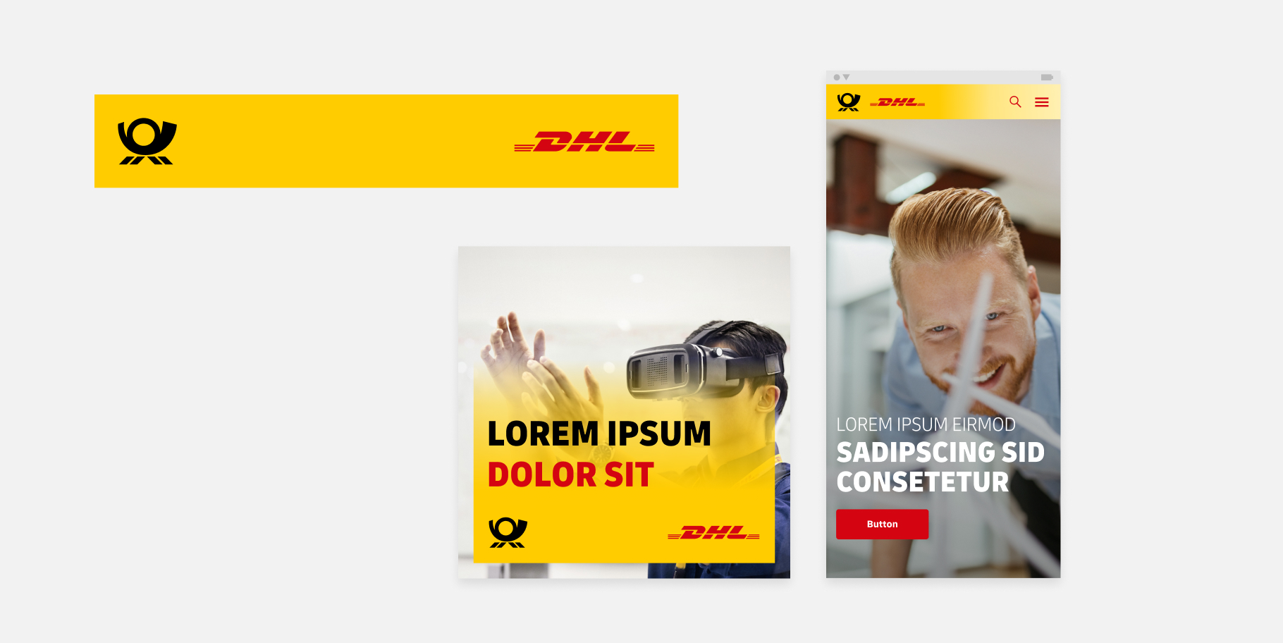 Die horizontale Anordnung von Posthorn und DHL Logo wird insbesondere ...